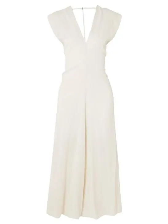 ST. AGNI Draped Crepe Maxi Dress - Off-white