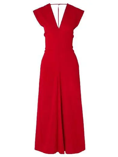 ST. AGNI Draped Crepe Maxi Dress - Red
