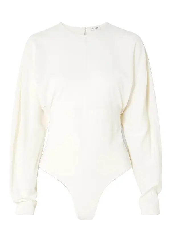 ST. AGNI Gathered Stretch-crepe Bodysuit - Off-white