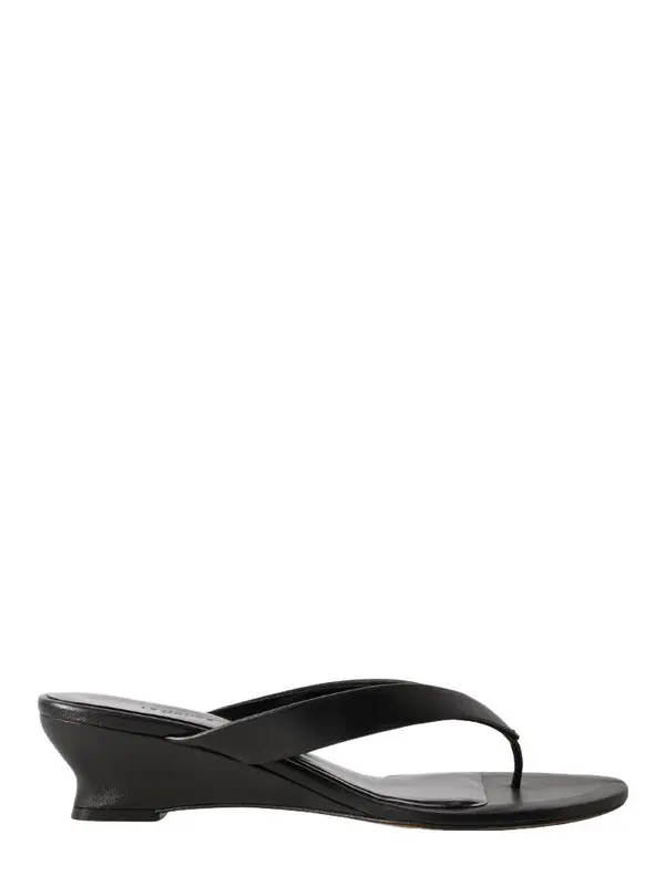 Le Monde Beryl Leather Wedge Sandals - Black