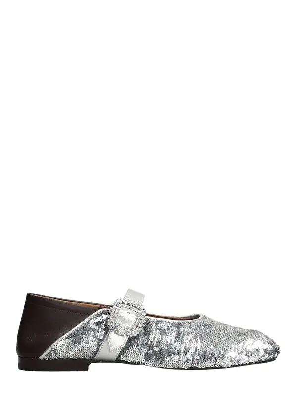 WALES BONNER Sequin-embellished Ballerina Flats - Silver