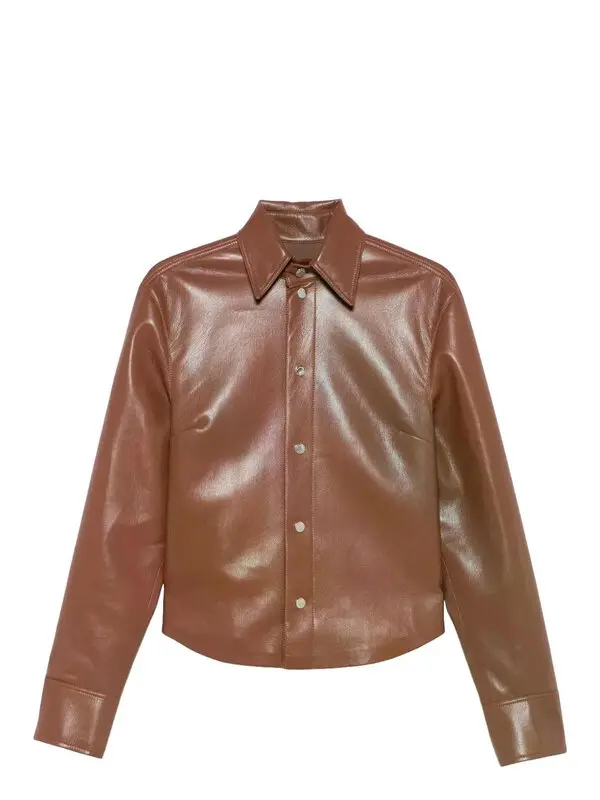 Nanushka Faux-leather Shirt Jacket - Brown