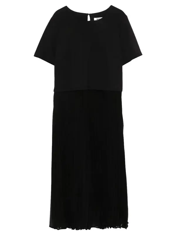 Dkny Plissé-detailed Midi Dress - Black