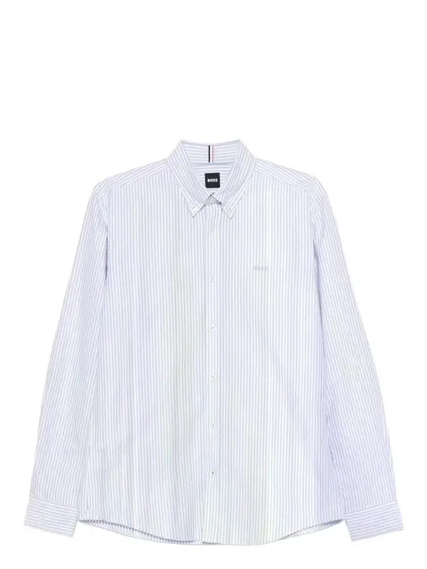 BOSS Striped Cotton Shirt - Blue