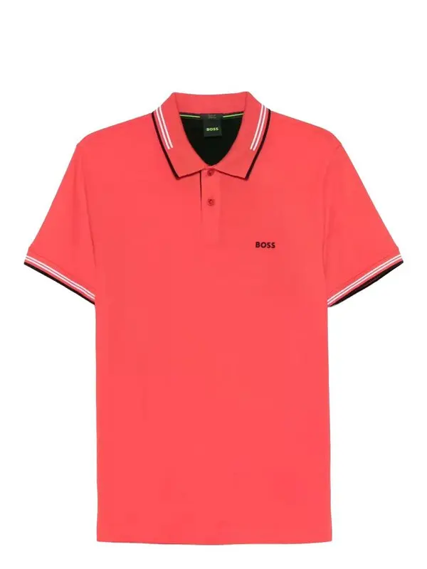 BOSS Stripe-trim Polo Shirt - Red