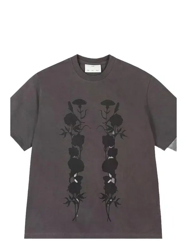 SONG FOR THE MUTE Foliage-print Double-layered T-shirt - Grey
