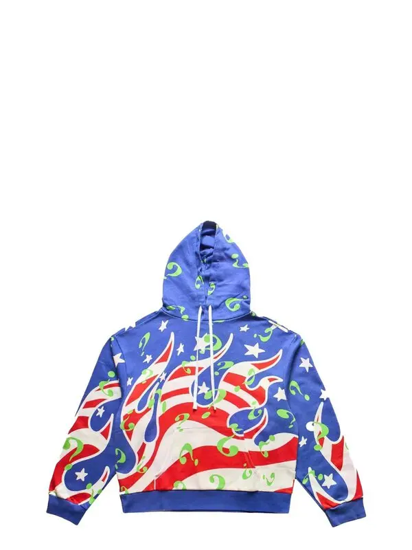 SKY HIGH FARM WORKWEAR Flame Printed Hoodie - Blue