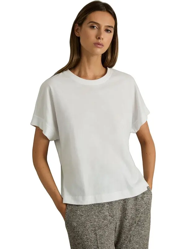 REISS Lois Cotton Crew Neck T-shirt - White