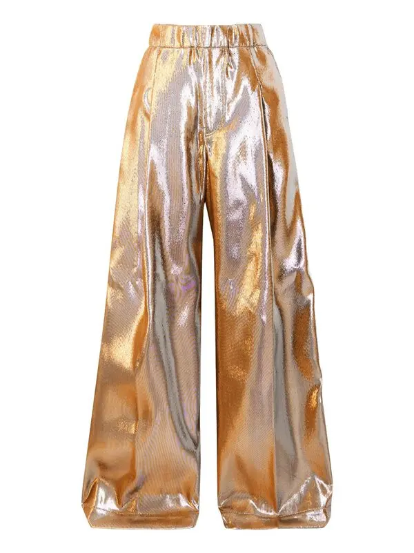 Dries Van Noten Lamé Wide-leg Pants - Gold