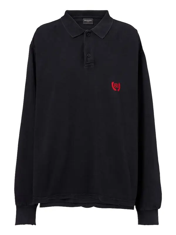 Balenciaga Laurel Classic Cotton Piqué Polo Shirt - Black