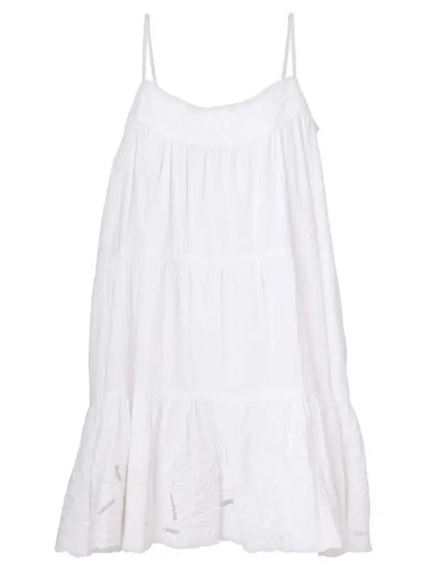 JULIET DUNN Embroidered Cotton Poplin Slip Dress - White