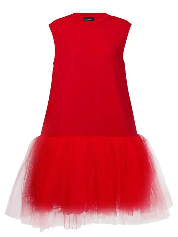 Simone Rocha Tulle-trimmed Cotton Jersey Minidress - Red
