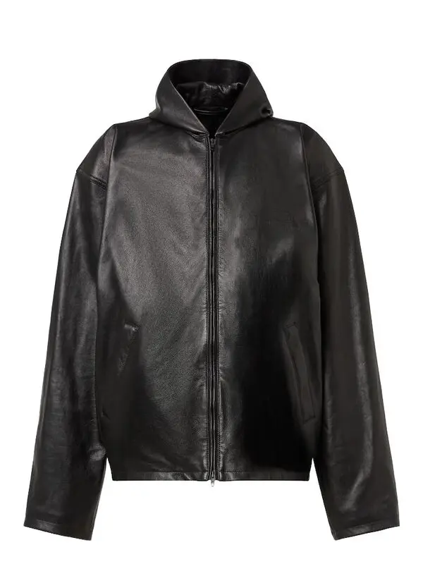 Balenciaga Hooded Leather Blouson - Black