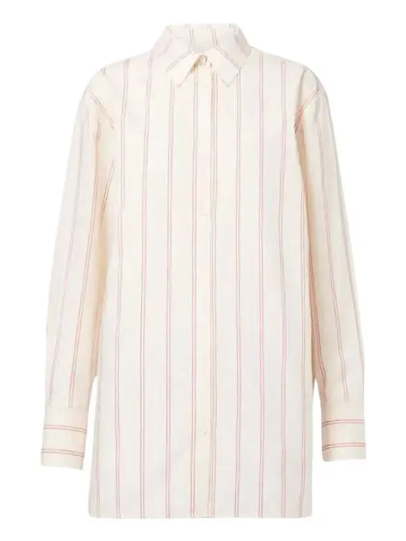 TOTEME Striped Oversized Cotton And Silk Shirt - White