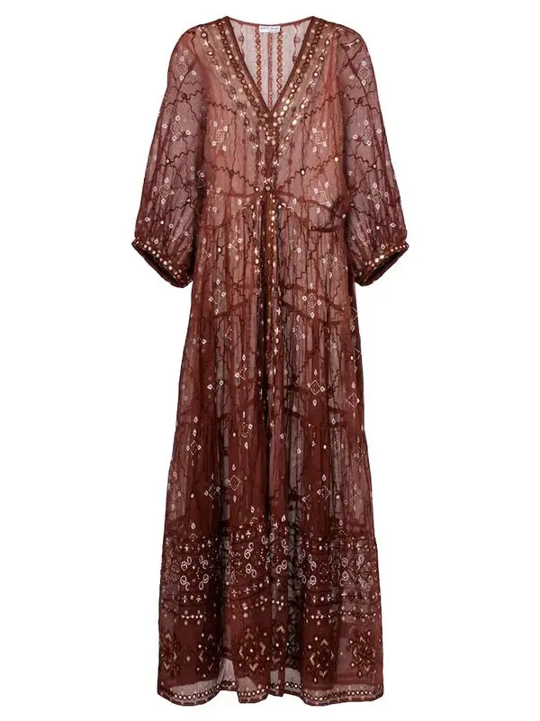 JULIET DUNN Printed Cotton Maxi Dress - Brown