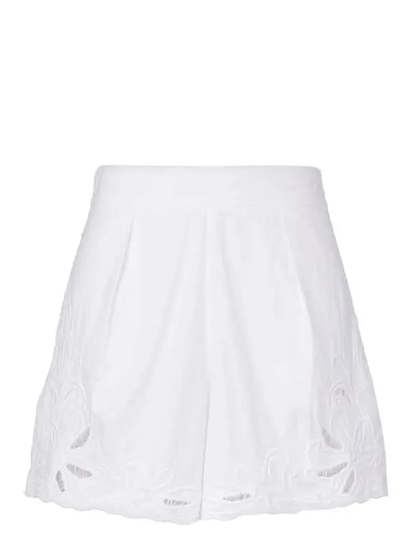 JULIET DUNN Embroidered Cotton Poplin Shorts - White