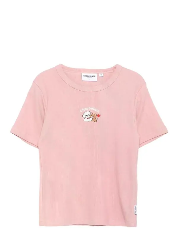 CHOCOOLATE Logo-embroidered T-shirt - Pink