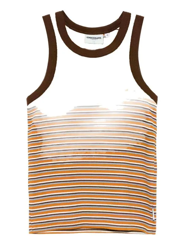 CHOCOOLATE Striped Tank Top - Brown