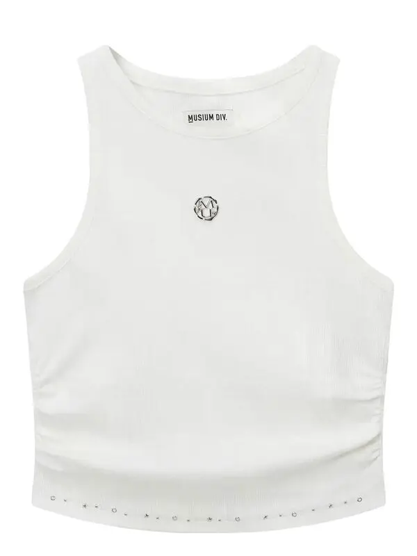 MUSIUM DIV. Ribbed Cropped Tank Top - White