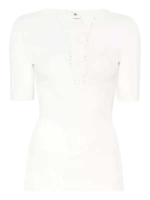 Elisabetta Franchi Crossover-lace Knitted Top - White