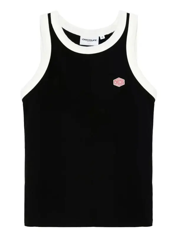 CHOCOOLATE Ribbed Tank Top - Black
