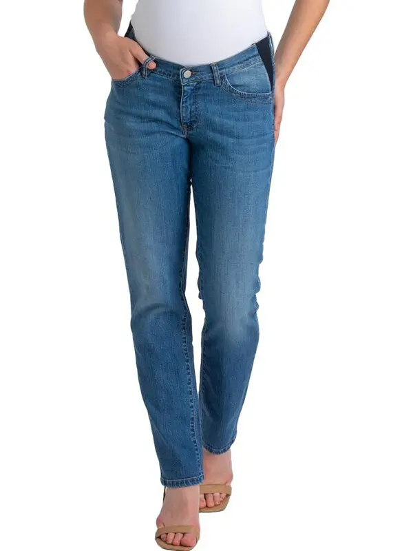 PIETRO BRUNELLI Straight Leg Maternity Boyfriend Jeans - Blue