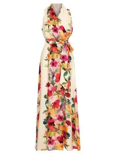 THEO THE LABEL Theia Orchid Print Maxi Therese Dress - Mandarine Flower