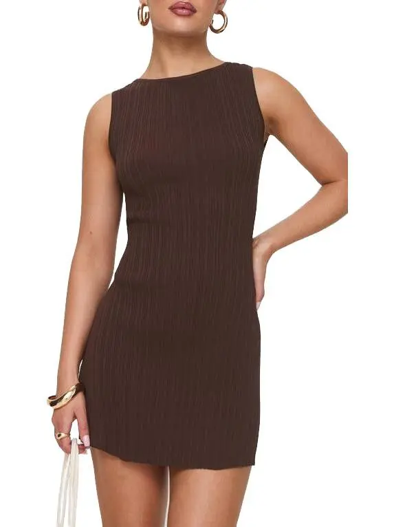 Princess Polly Mayok Open Back Rib Minidress - Brown