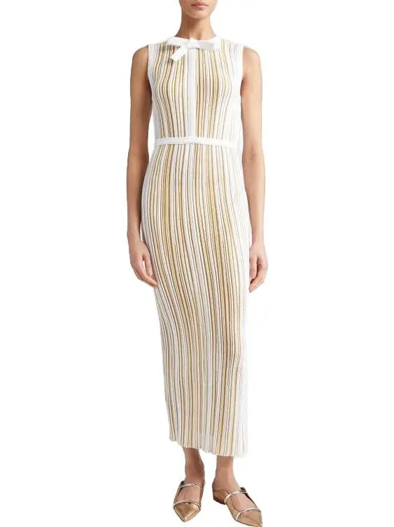 Giambattista Valli Bow Trim Knit Dress - Gold/ Ivory
