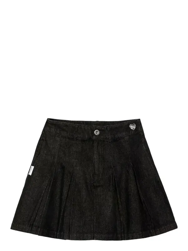 CHOCOOLATE Denim Pleated Skirt - Black