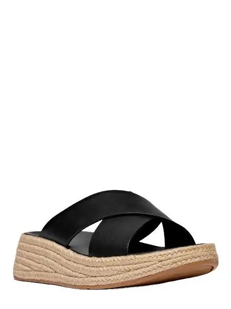 Fitflop F-mode Espadrille Platform Slide Sandal - Black