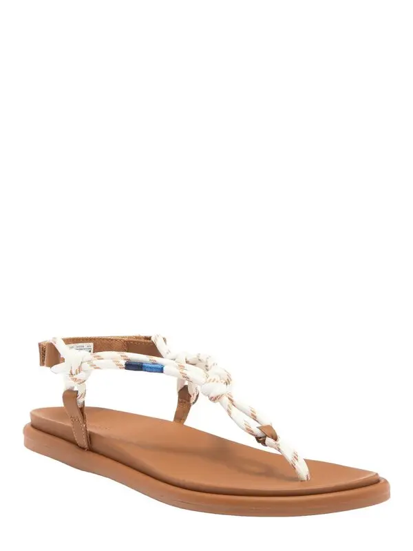 Sperry Isla T-bar Slingback Sandal - White Textile Mix Mat Flocked