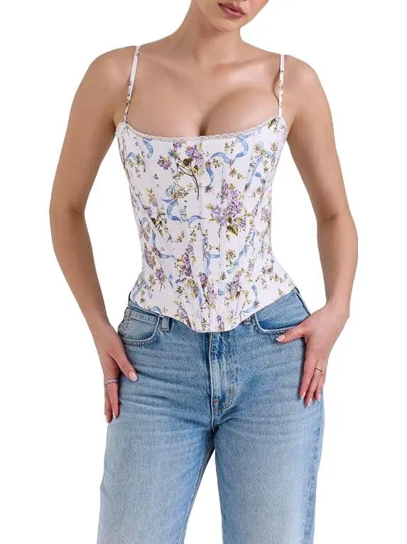 House Of Cb Cadie Floral Corset Top - Ribbon Floral