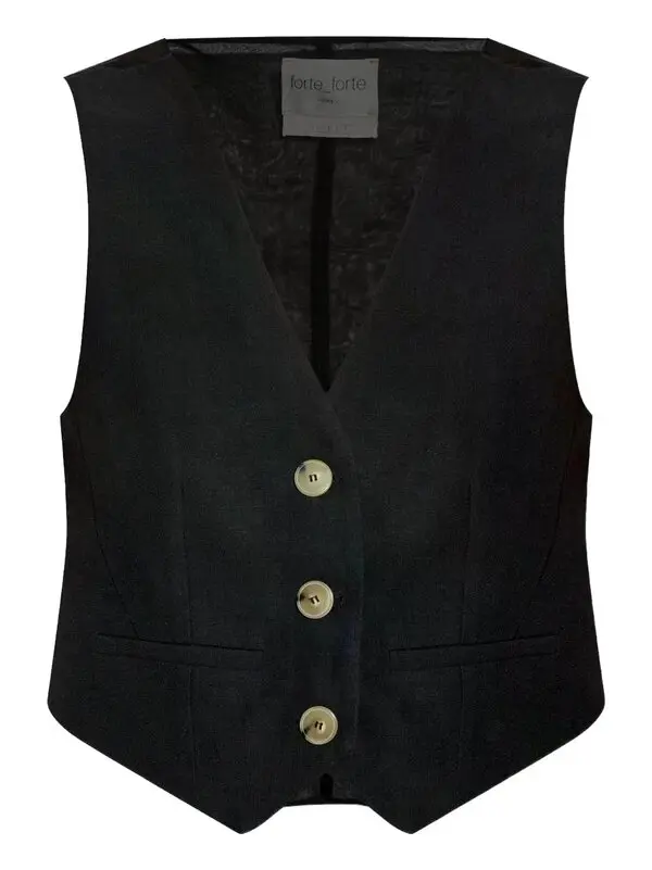 FORTE_FORTE Button-front Waistcoat - Black