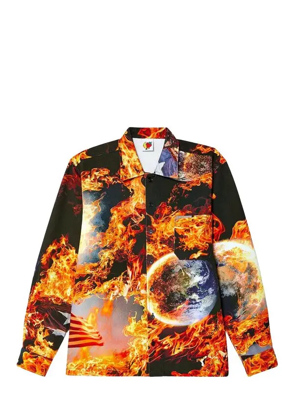 SKY HIGH FARM WORKWEAR World Is Burning Shirt - Black