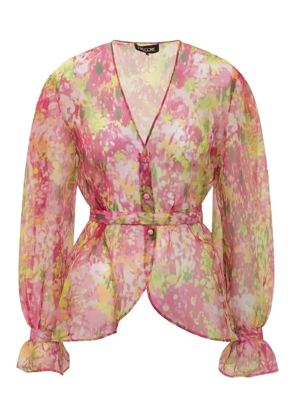 DEL CORE Floral-print Blouse - Pink