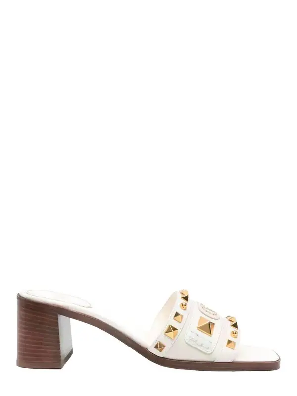 Valentino Garavani Plaster Caster Slide Sandals In Goatskin - White
