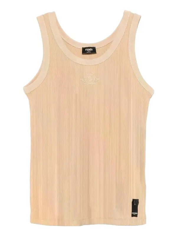 Fendi Logo-embroidered Tank Top - Neutrals