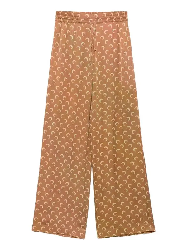 MARINE SERRE Moon-jacquard Satin Trousers - Brown