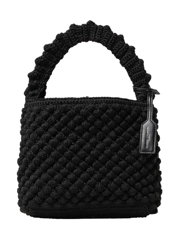 GIANNI CHIARINI Crochet Handbag With Leather Tag - Black