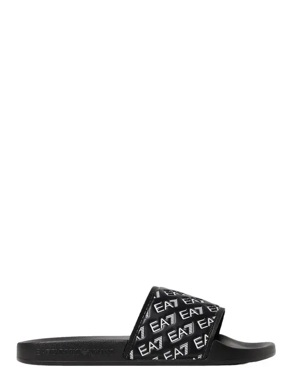 EA7 Embossed Logo Slide Sandals - Black