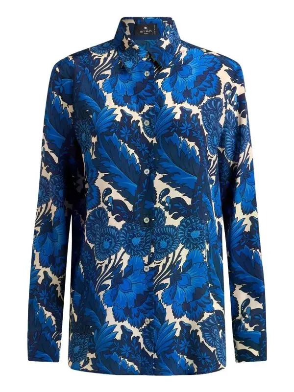 Etro Floral-print Button-up Shirt - Blue