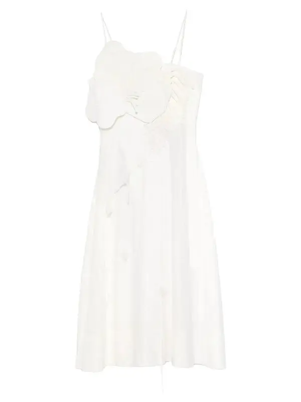 Farm Rio Floral-appliqué Midi Dress - White