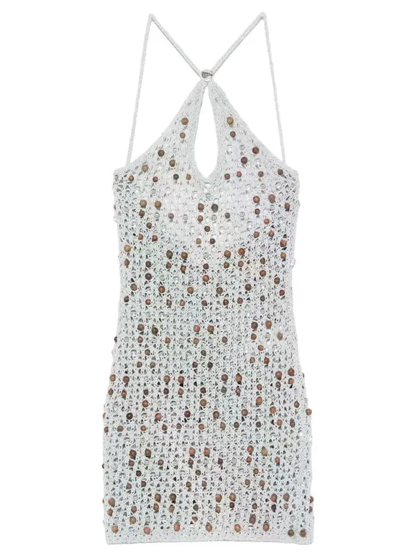 Coperni Beaded Knitted Mini Dress - Grey