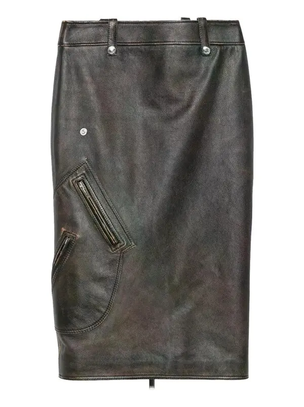 Alexander McQueen Leather Pencil Skirt - Brown
