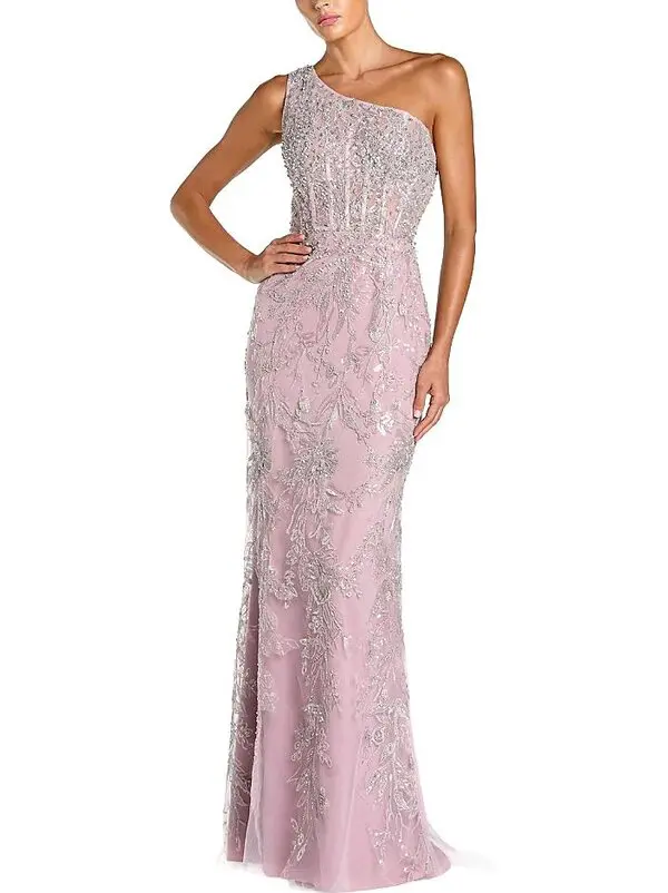 Mac Duggal One-shoulder Embellished Gown - Lilac