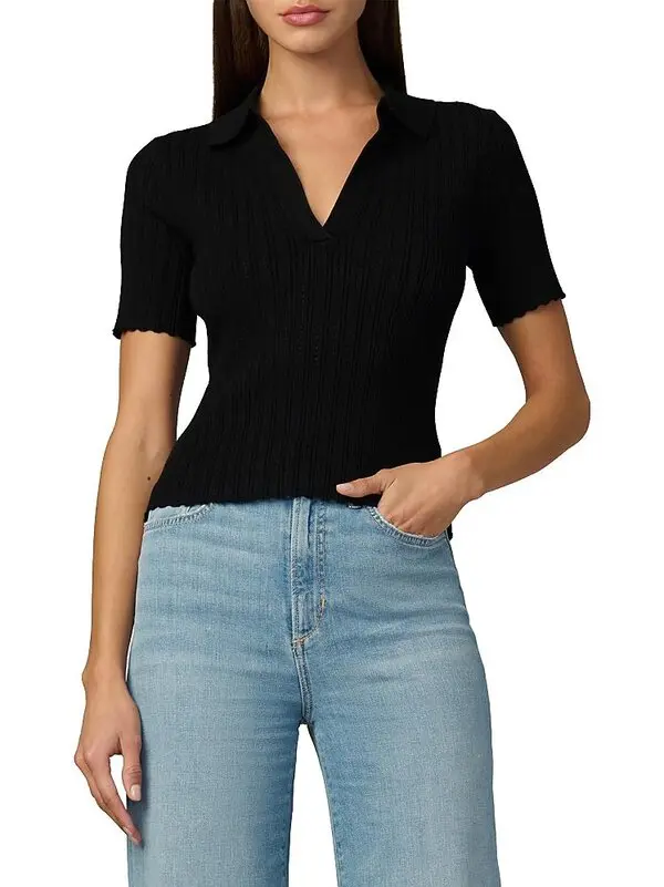 Joe's Jeans The Jess Pointelle Polo Shirt - Black