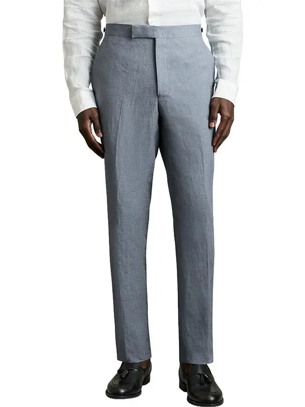 REISS Linen Slim Mixer Trousers - Airforce Blue