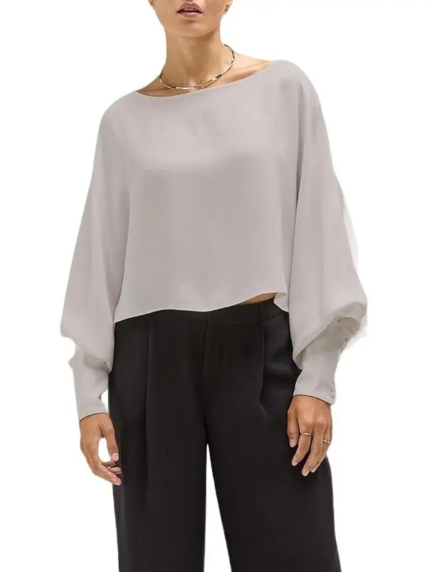 Careste Boatneck Bolero Top - Dark White Sand
