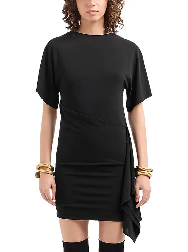 Emporio Armani Wrap Waist Jersey T-shirt Dress - Black